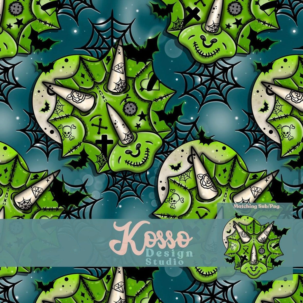 Spooky Dinosaur - Exclusive seamless design (1 available) – Kosso Studios
