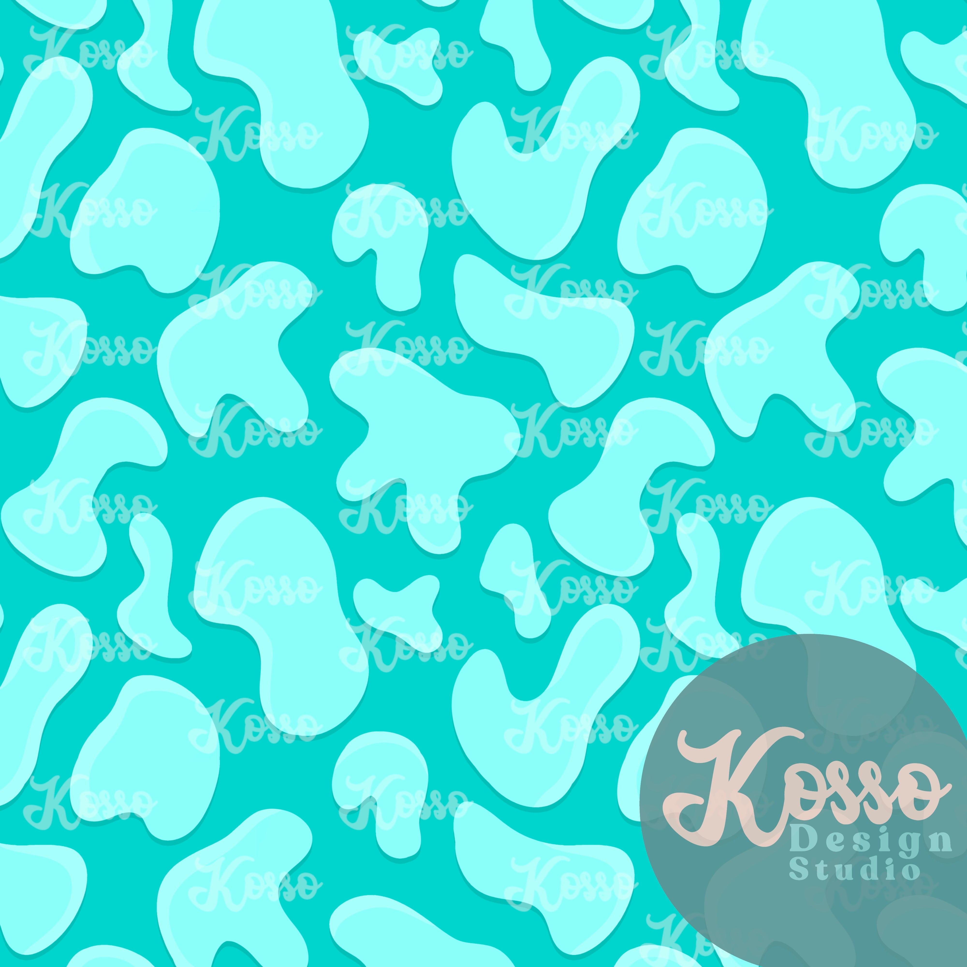 Turquoise Cow Print- Non Exclusive- Seamless Design – Kosso Studios