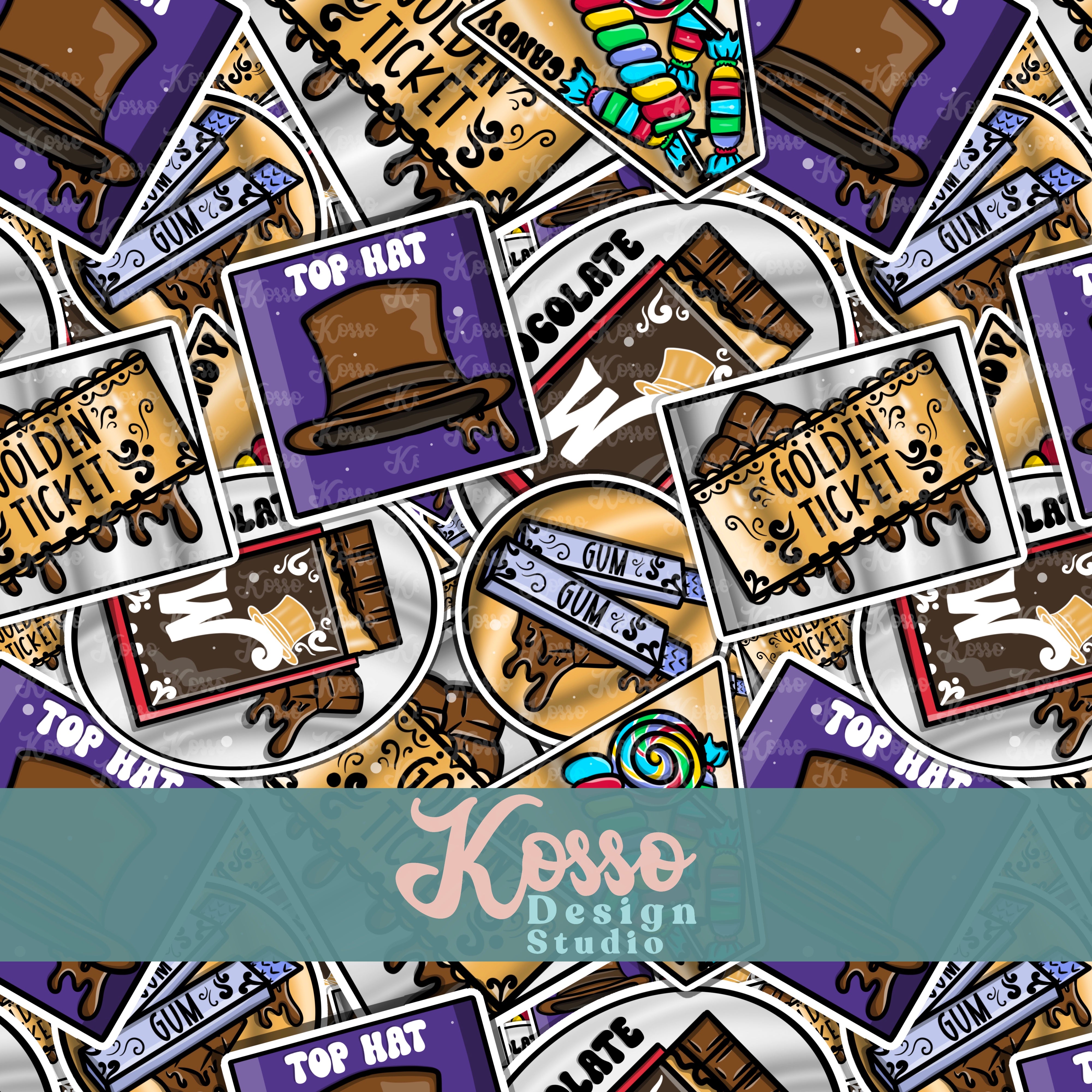 Wonka Stickers - Non Exclusive- Seamless Design – Kosso Studios