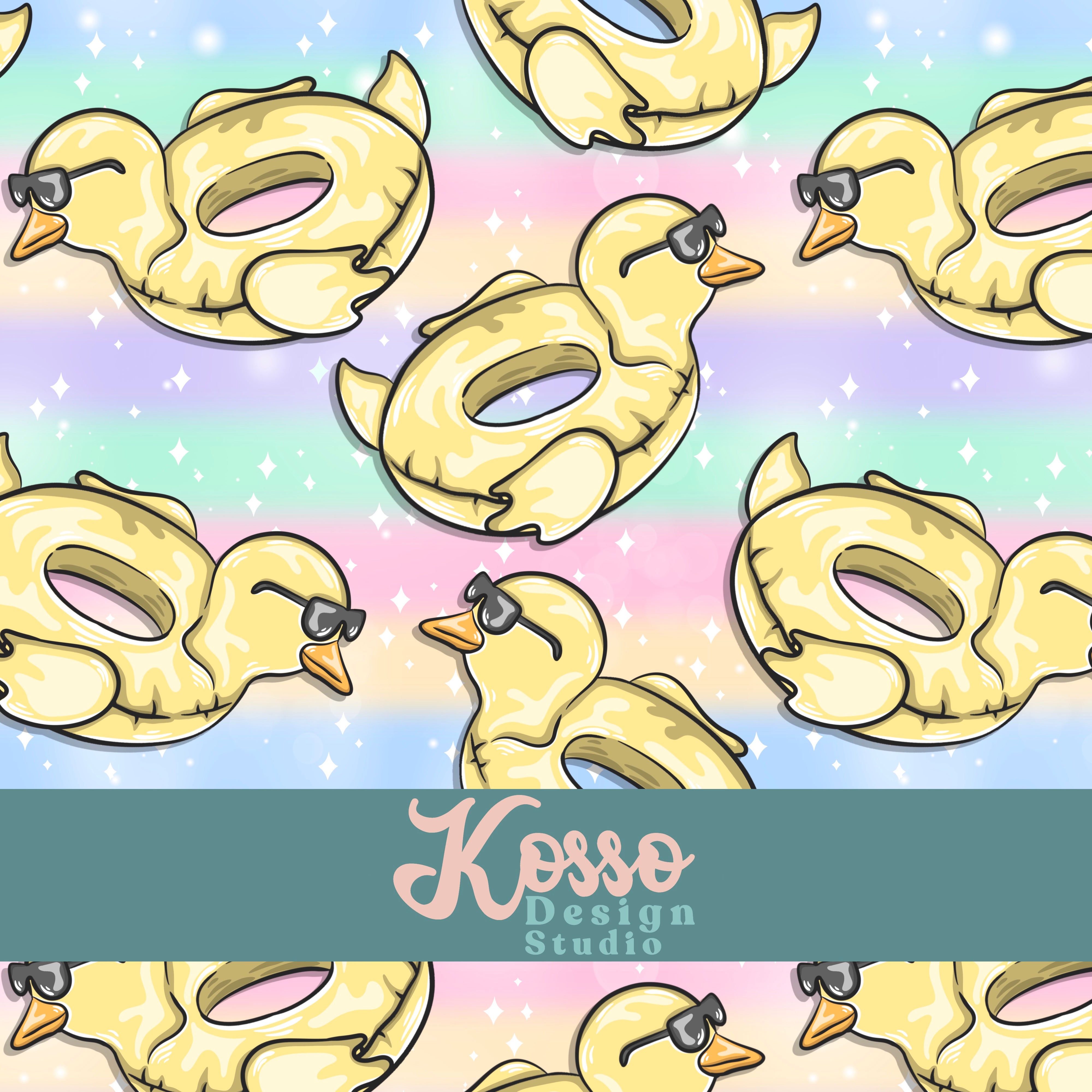 Ducky Float Pastel Rainbow Non Exclusive- Seamless Design – Kosso Studios