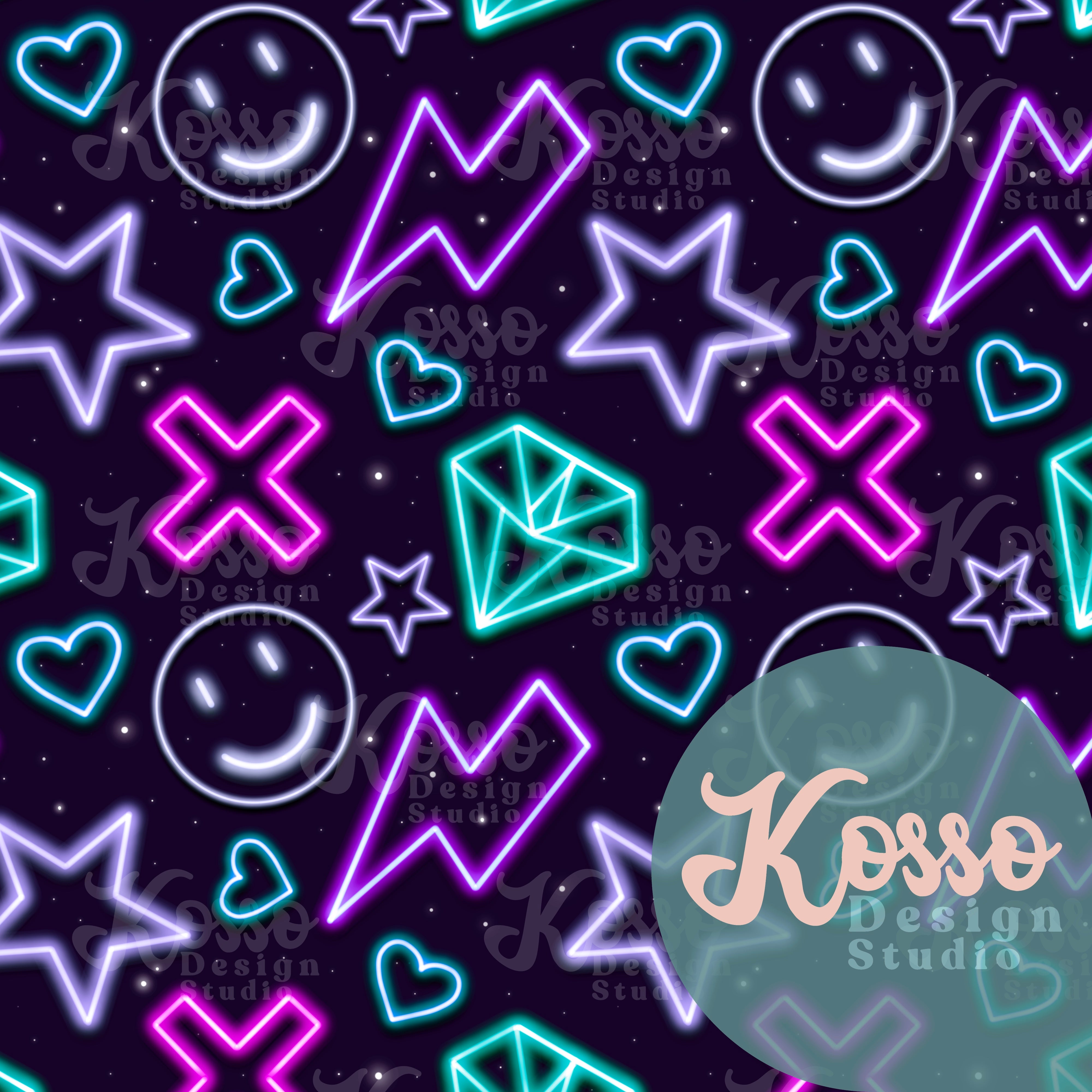Neon Doodles- Non Exclusive- Seamless Design – Kosso Studios